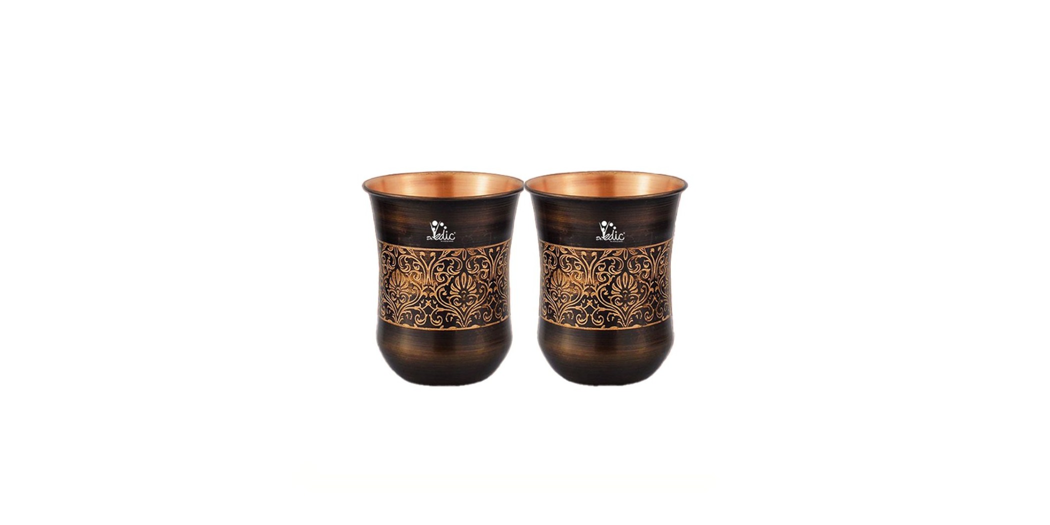 Dr Vedic DRV032 2x250ml Antique Carving Curvy Glass Copper "O"