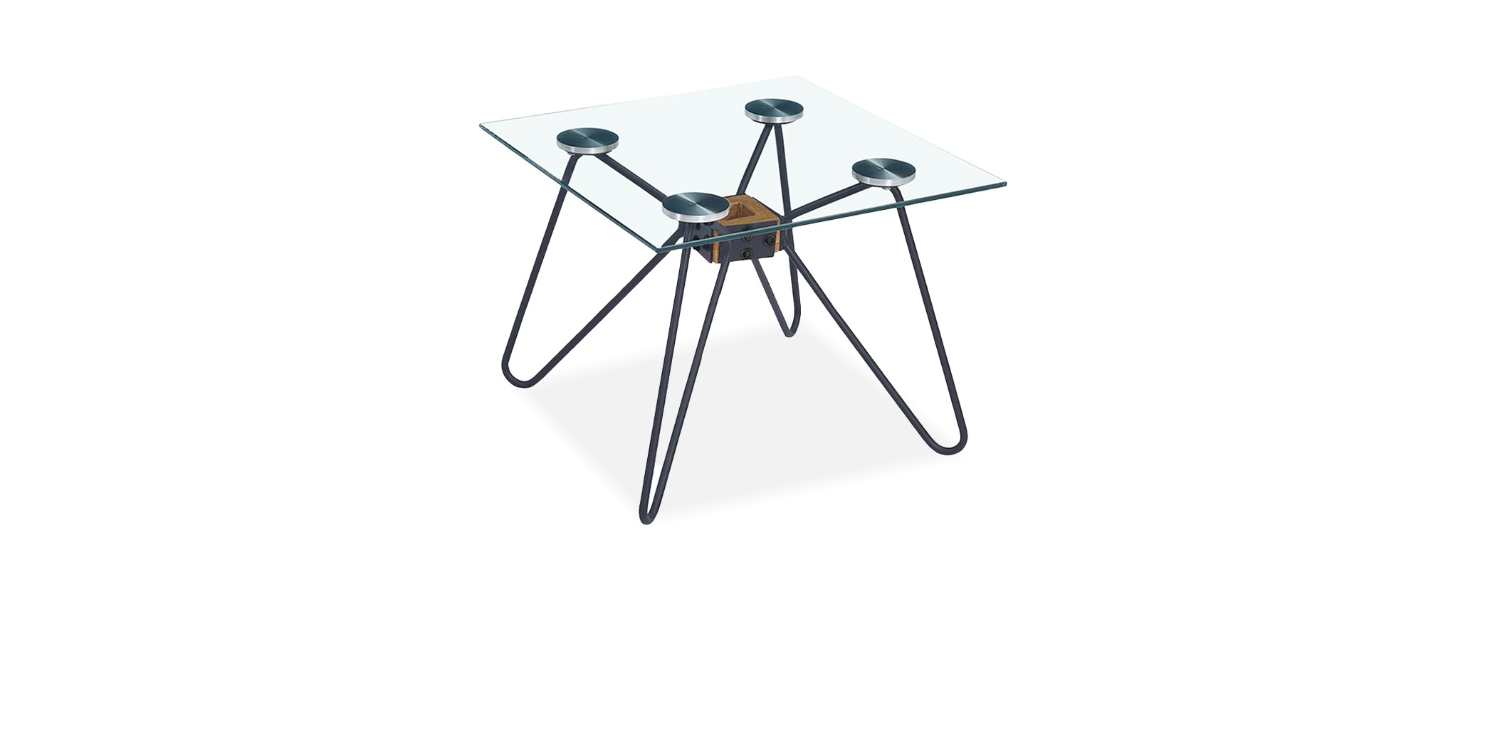 Basel Side Table 8mm Clear Tempered Glass & Black Powder Coated Metal Leg