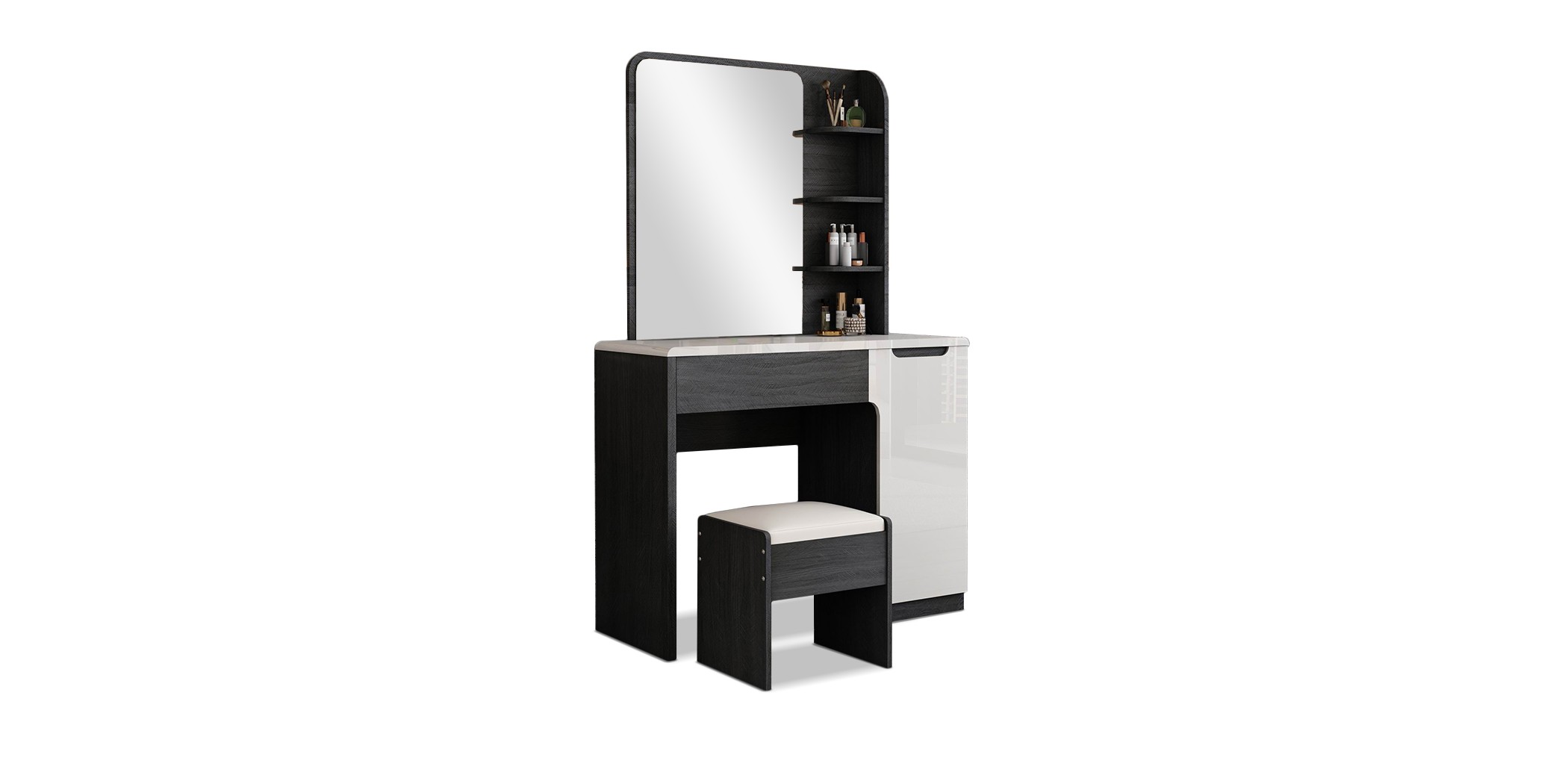 Hugo Dressing Table With Stool Dark Grey