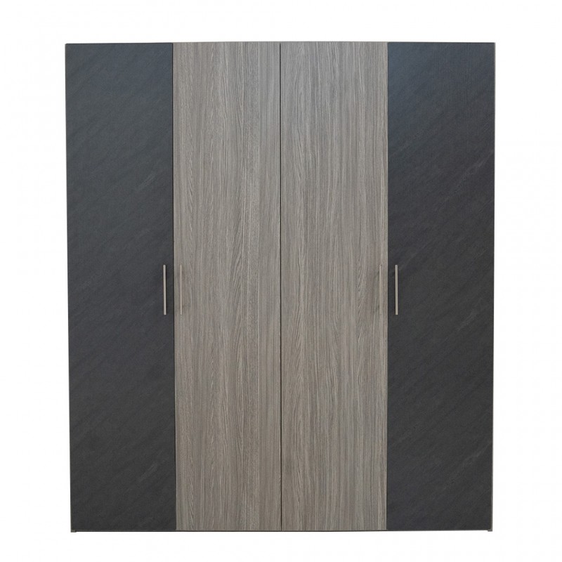 Linea Wardrobe 4 Doors Stone Grey & Mistrale Grey In MDF / Particle Board