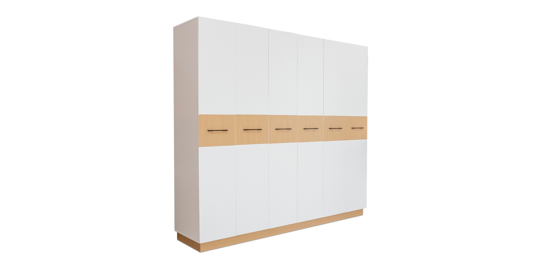 Sunrise Wardrobe 6 Doors Light Oak & Coconut White In MDF/Particle Board