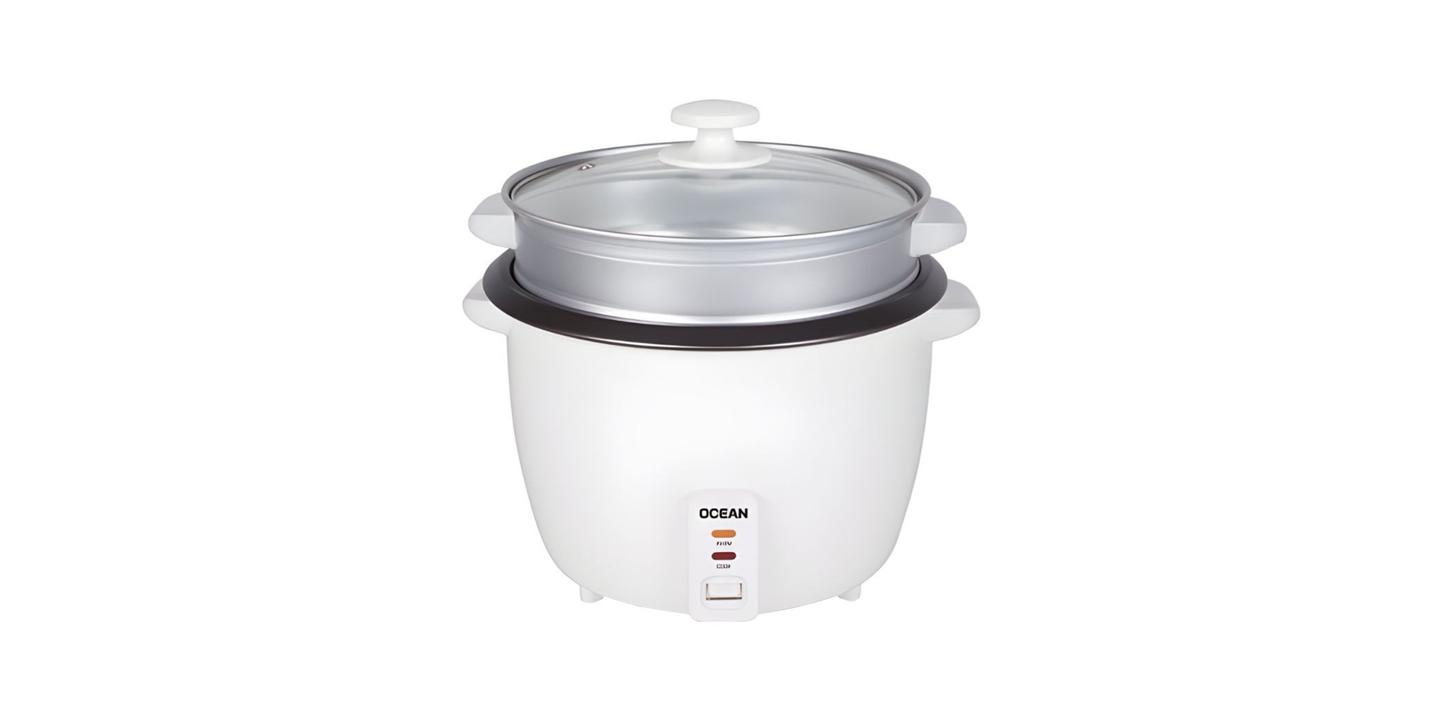 Ocean OCRCR 2810 WG 2.8L WH 2YW Rice Cooker With Steamer & Glass Lid