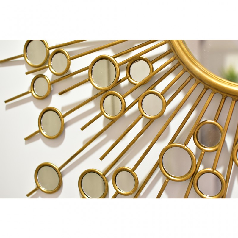 Wall Mirror In MDF Golden Finish L90xW90 cm