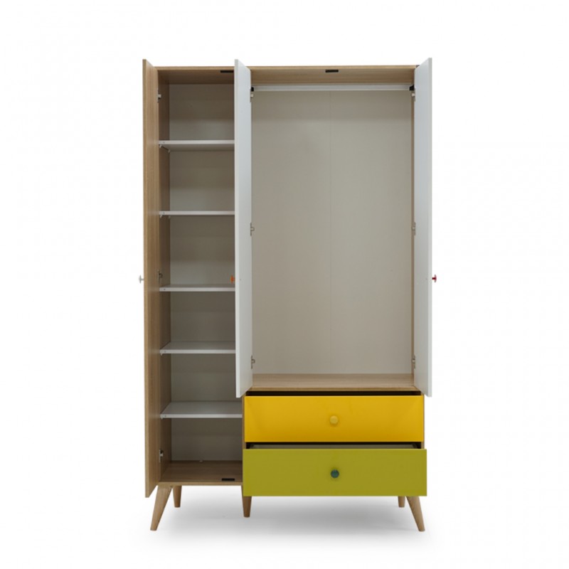 Eveline Teen Wardrobe 3 Doors Sonoma & Mixed Colors