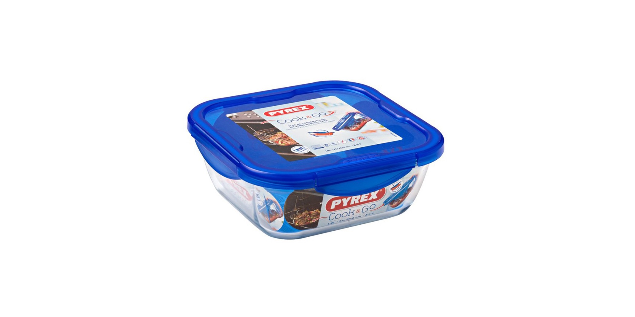 Pyrex COOK AND GO 21cm Medium Square Roaster With Plastic Lid ...
