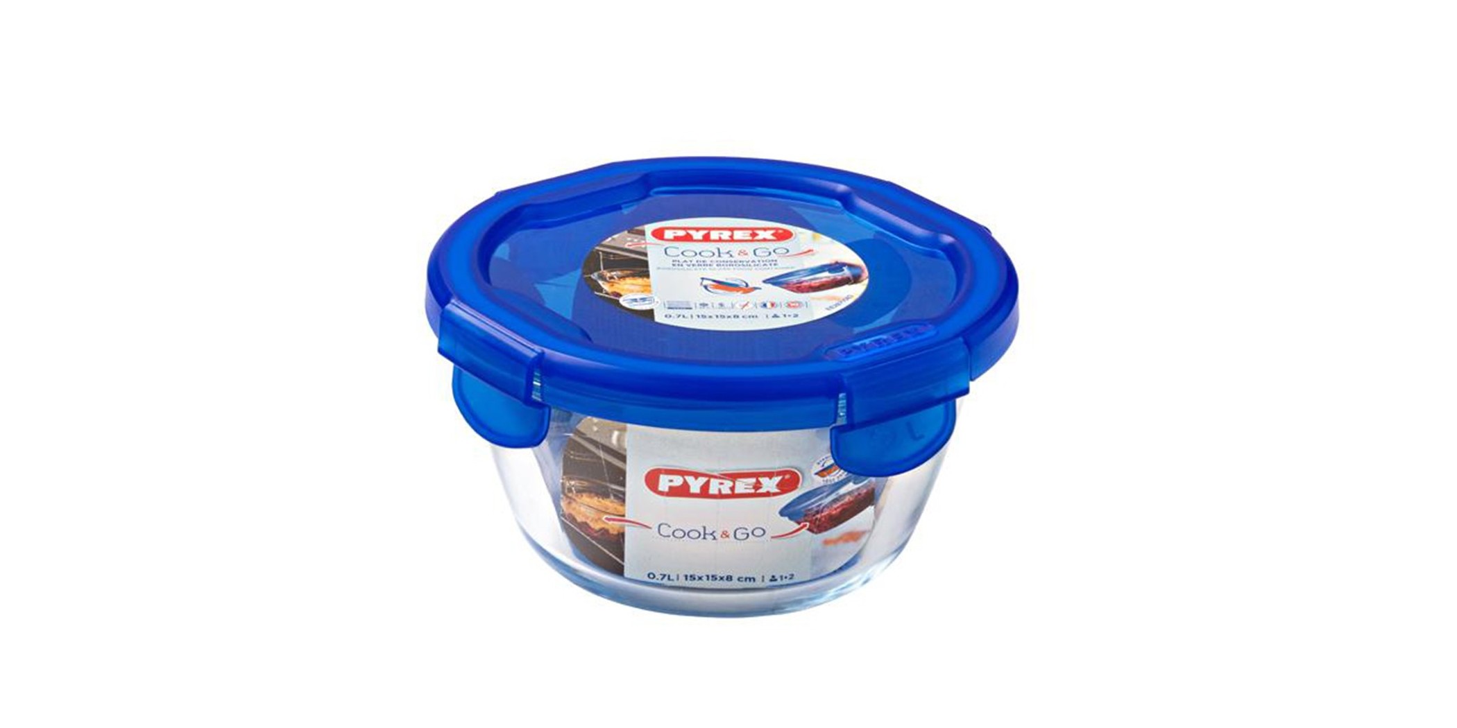 Pyrex COOK AND GO 15cm Small Round Dish With Plastic Lid - 10090244 "O"