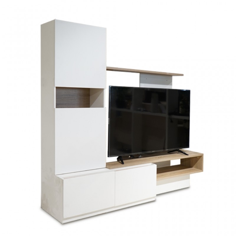 Livia Wall Unit Natural Oak & White Particle Board