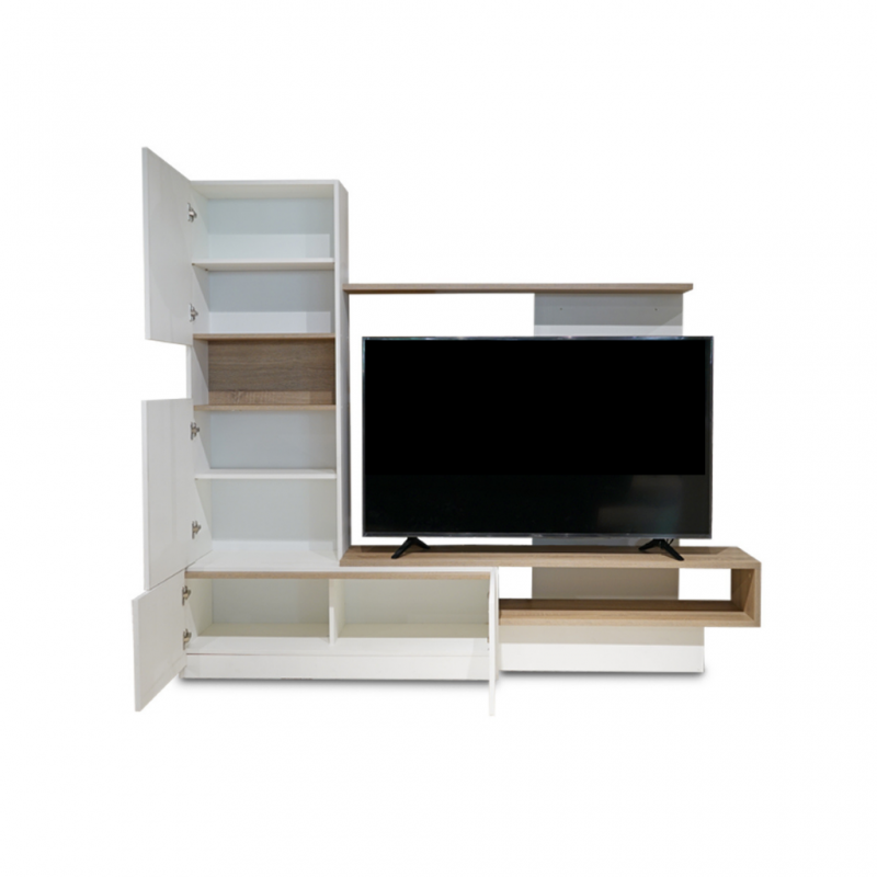 Livia Wall Unit Natural Oak & White Particle Board