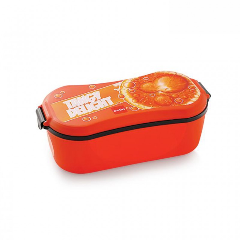 Cello CEL054 Plastic Insulated Orange Lunch Box Doppler "O"