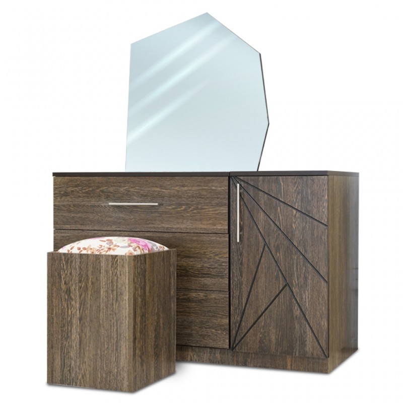 Rainbow Dressing Table & Pouf MDF Light Wengue