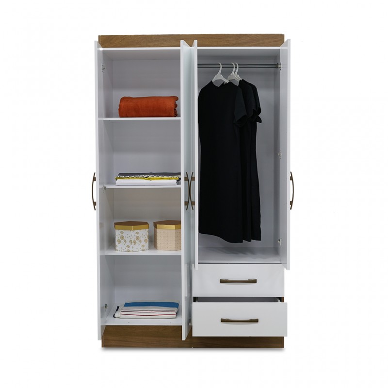 Chile Wardrobe 4 Doors Naturale/White & Legs