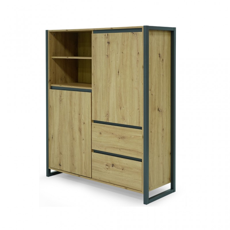 Denver Buffet 2 Drawers & 6 Tiers Artisan Oak/Anthracite Color