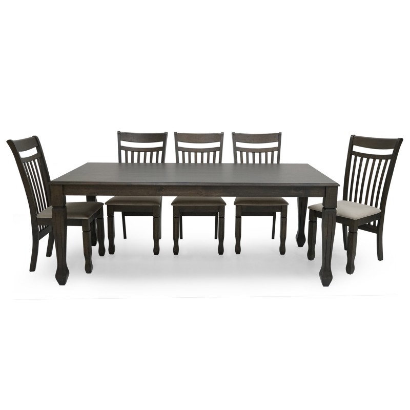Lexus Table and 8 Chairs Brown Rubberwood