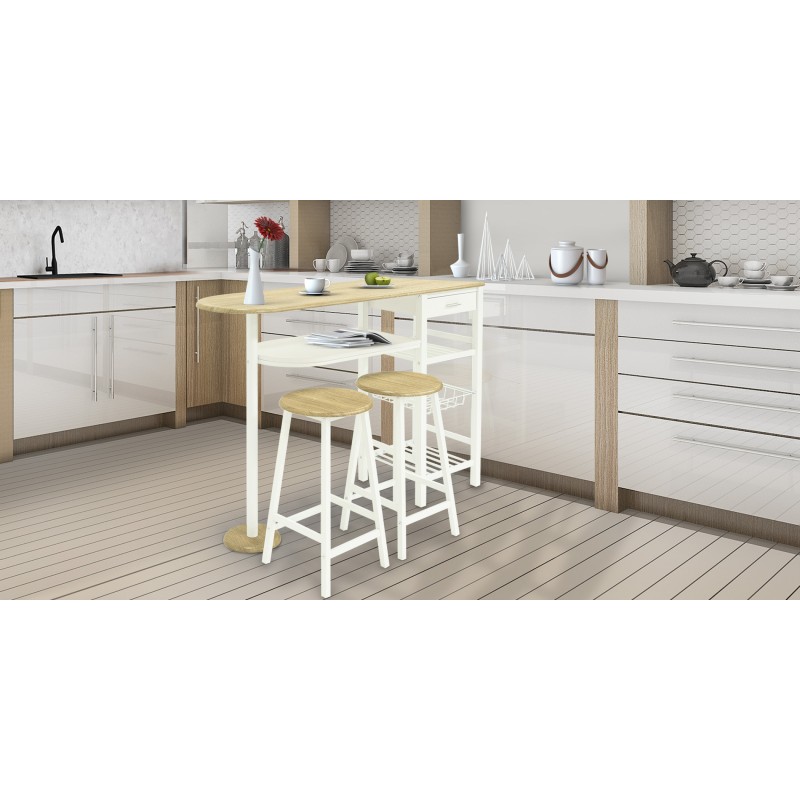 Terina Table and 2 Stools PVC/Melamine White