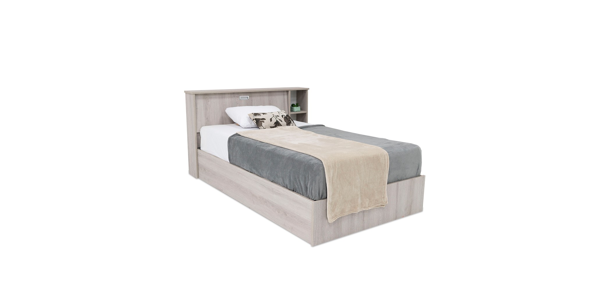 Azell Bed 3'6 ft with nightstand in MDF greyish Grey