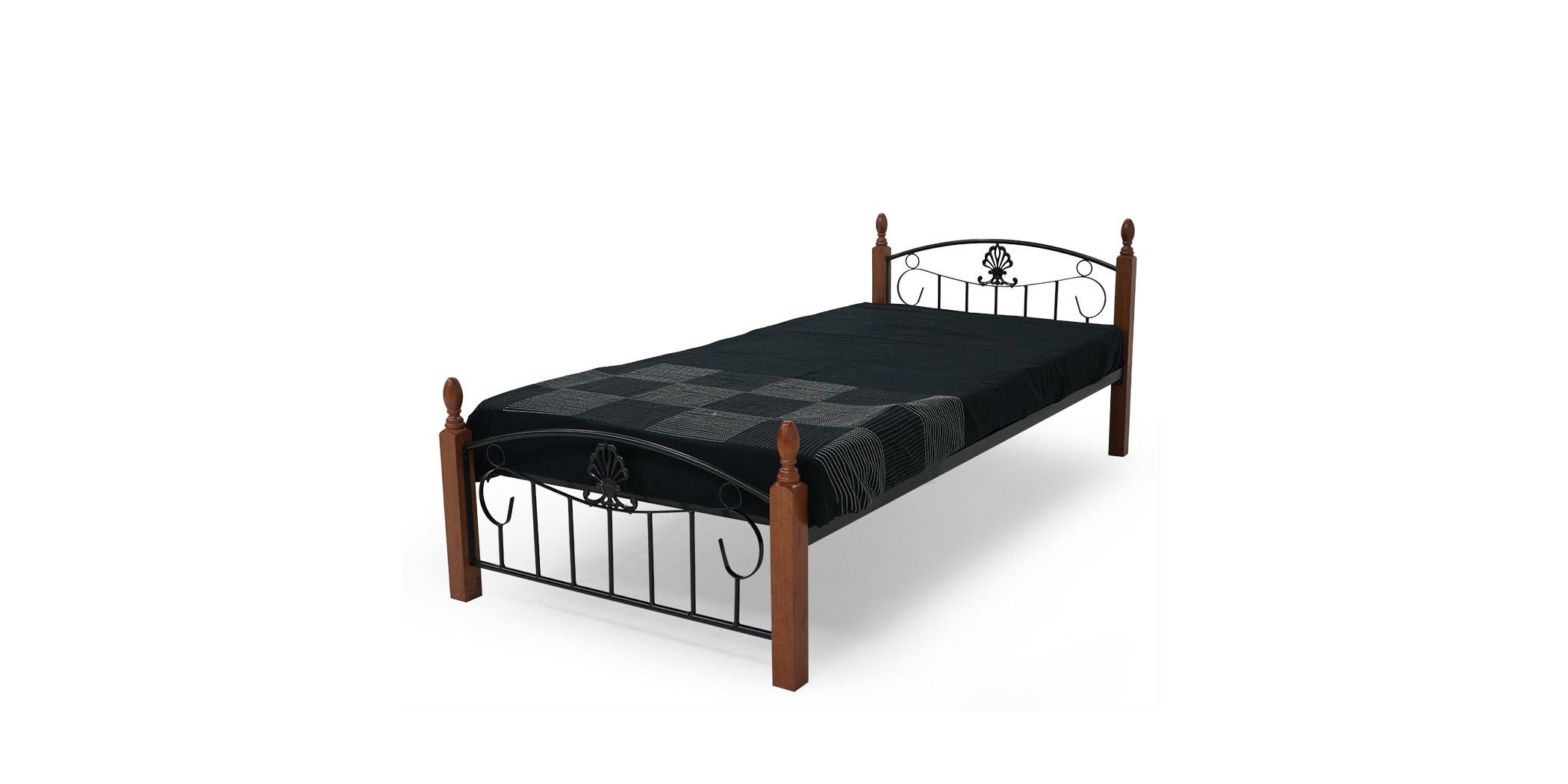 Oregon Bed 90x190 cm Rubberwood/Metal