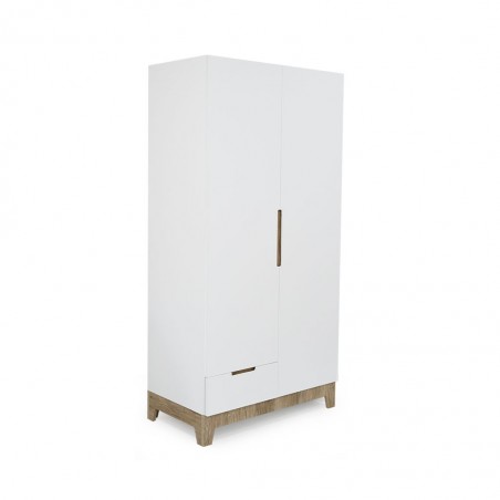 Arte Wardrobe 2 Doors In Melamine MDF Wash Oak & White