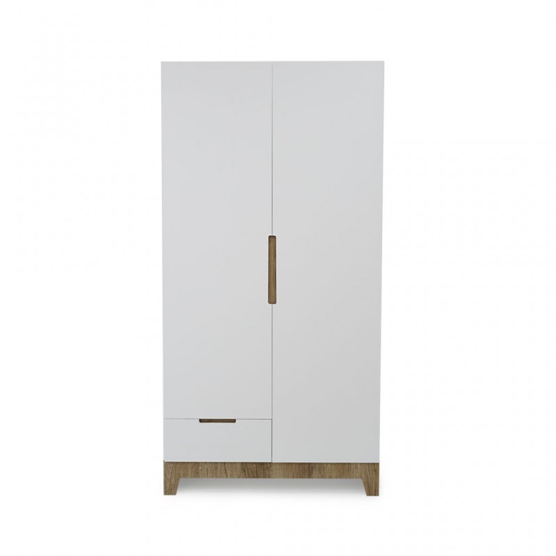 Arte Wardrobe 2 Doors In Melamine MDF Wash Oak & White