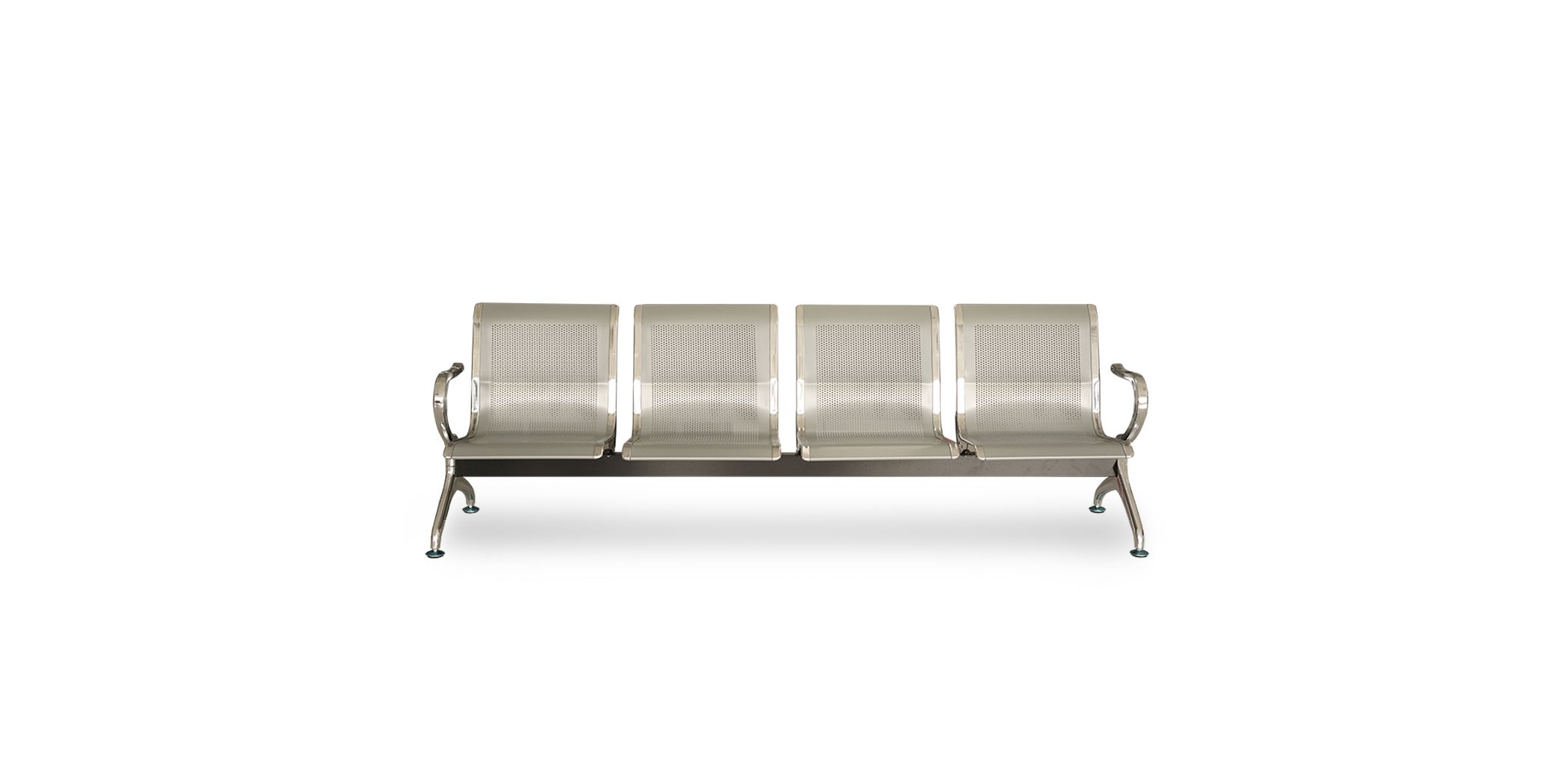 Waiting Chair VIP Silver Grey Perforated 4 Seater
