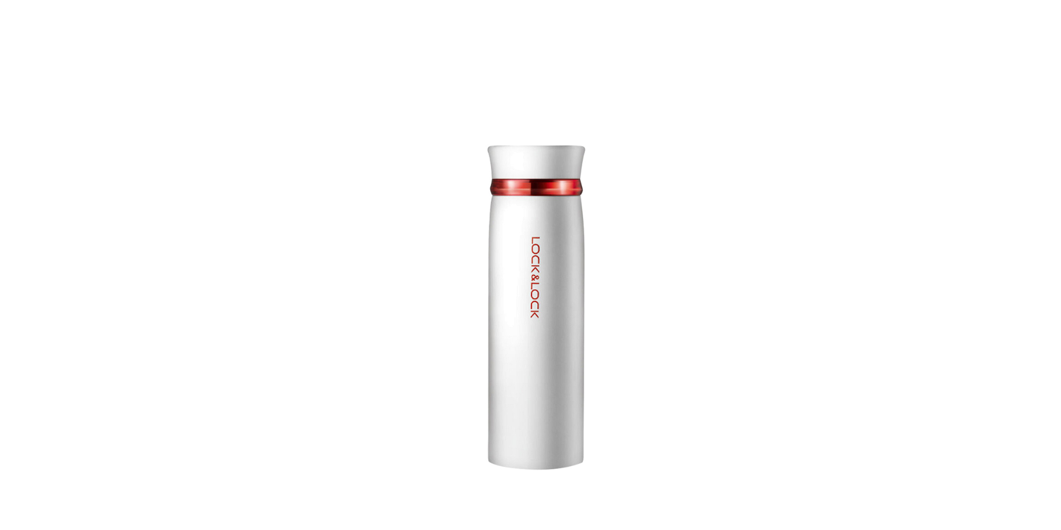 Lock & Lock LHC4131WR Feather Light Ring Vac WH/Red 450ml Tumbler "O"