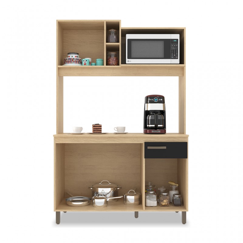 Yara Kitchen Cabinet Carvalho/Black 4 Doors & 1 Drawer