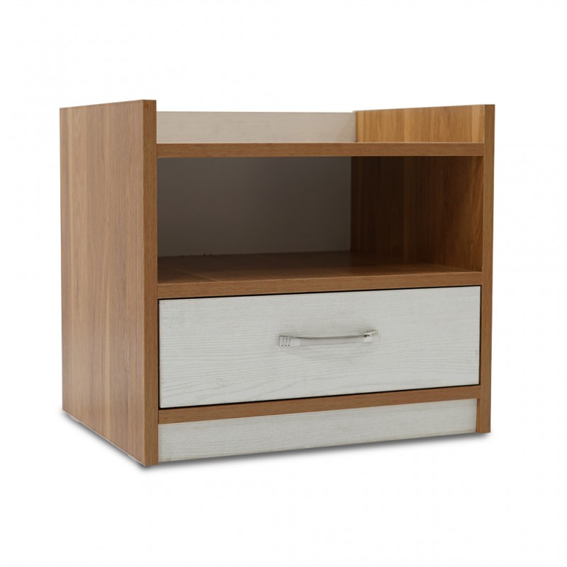 Tessa Night Table MDF Off White & Able Oak