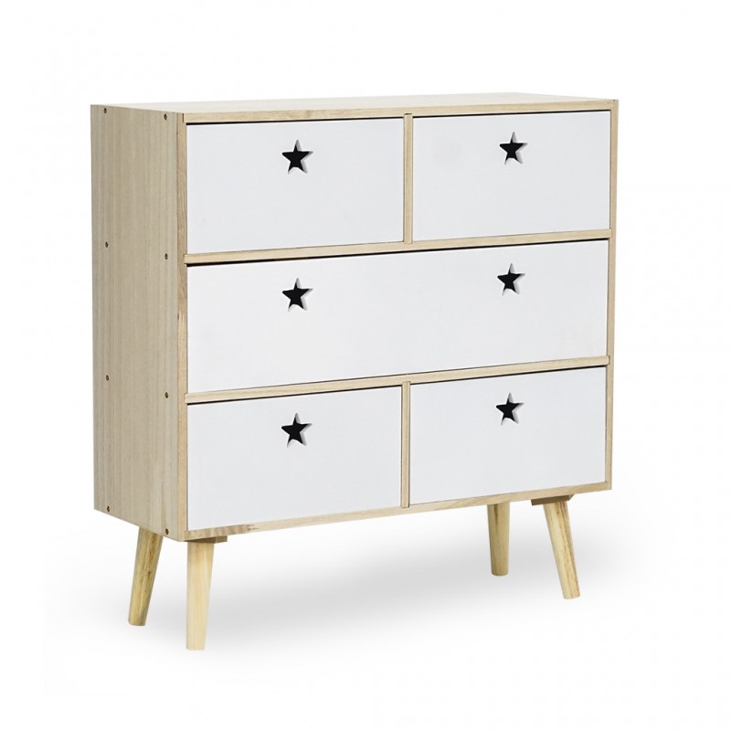 Star Chest Of Drawers White & Beige