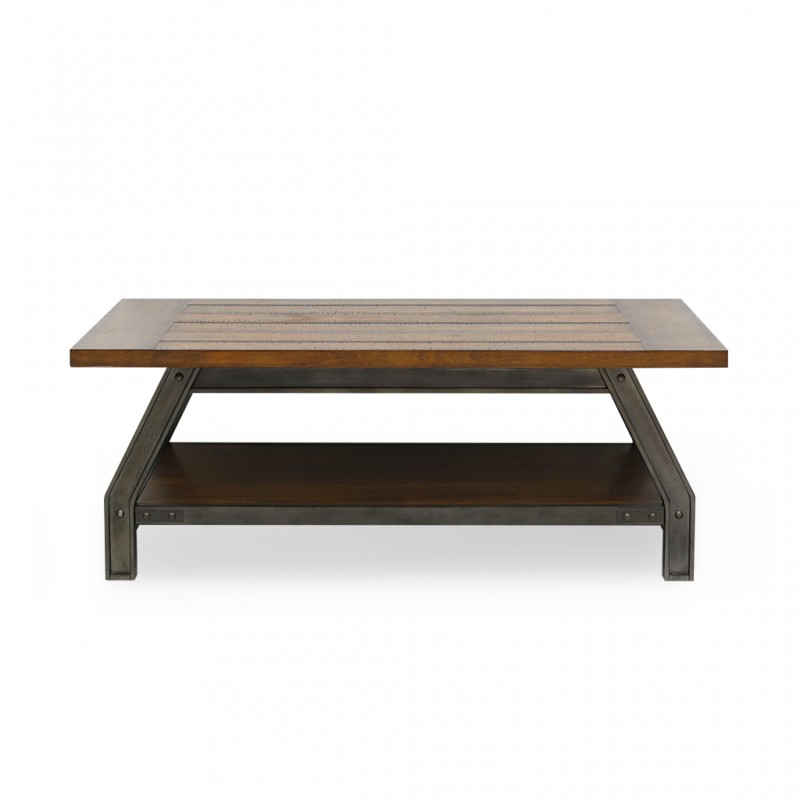 Perry Coffee Table Rustic Brown & Gunmetal