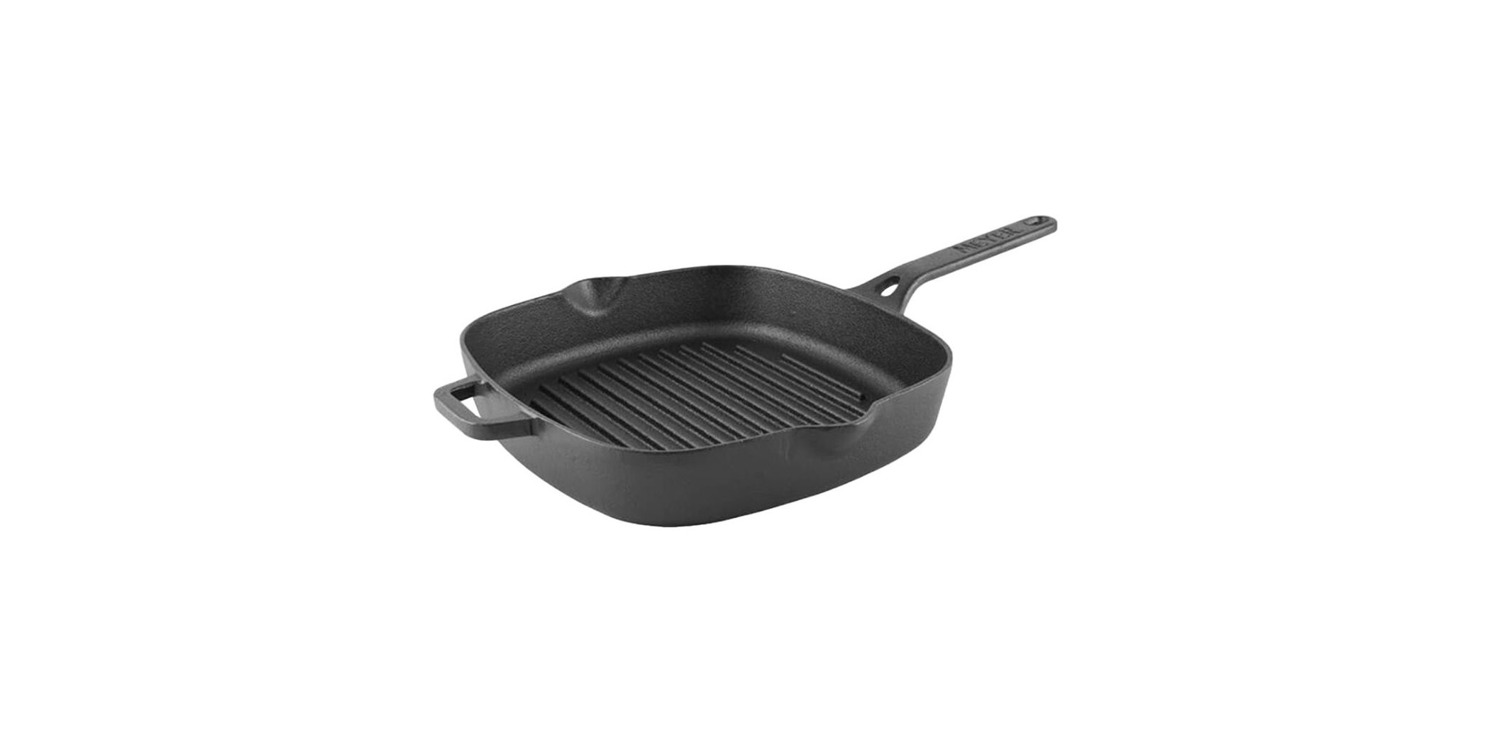Meyer 47763 Pre-Seasoned Cast Iron 25cm Blk Grill Pan