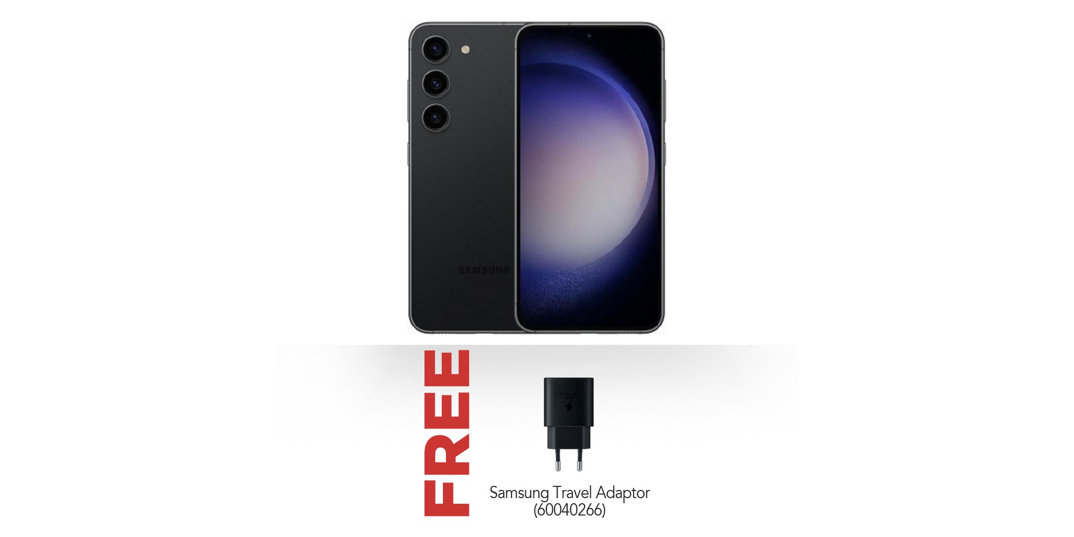 Samsung Galaxy S23 Plus Black & Free Samsung Travel Adaptor- TA800