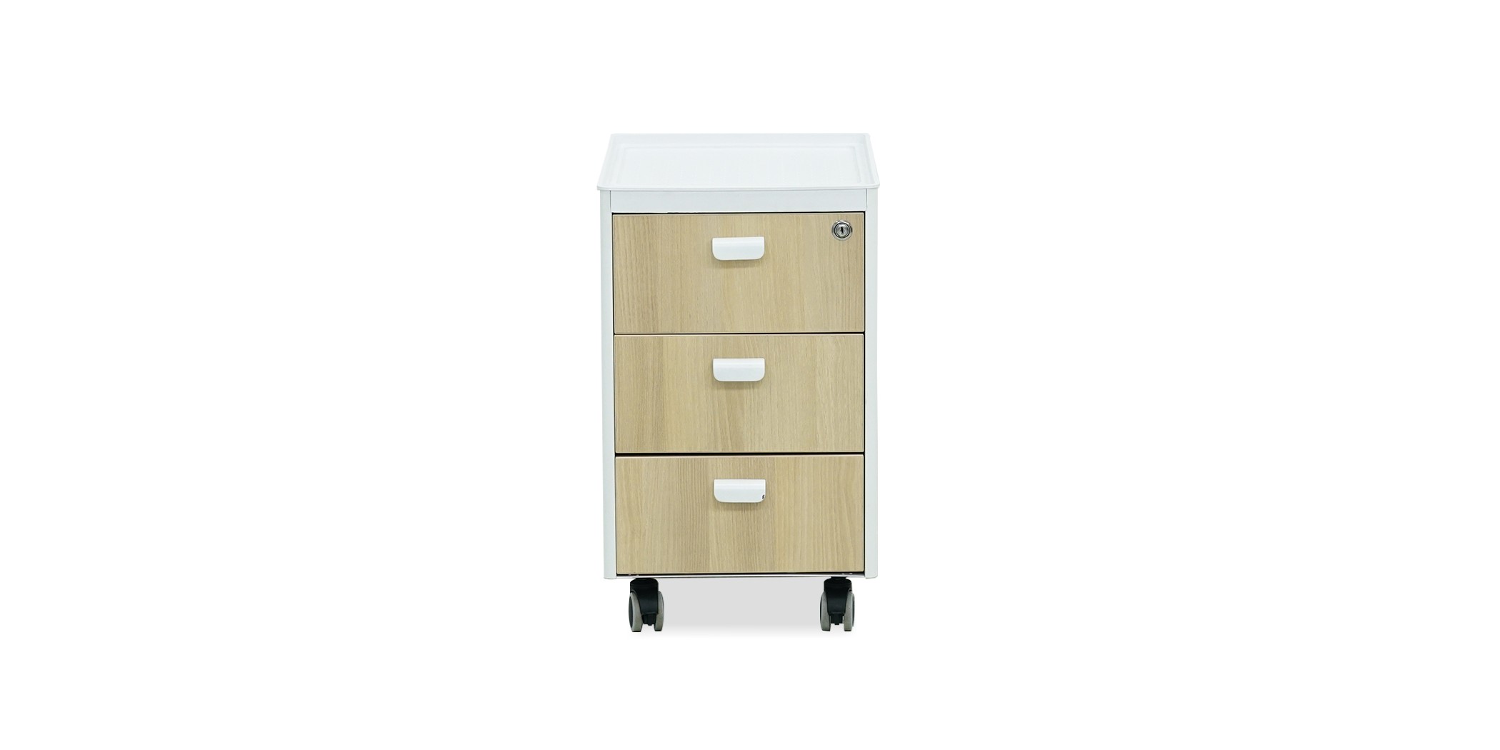 Burotime Pal Mobile Pedestal White & Acacia