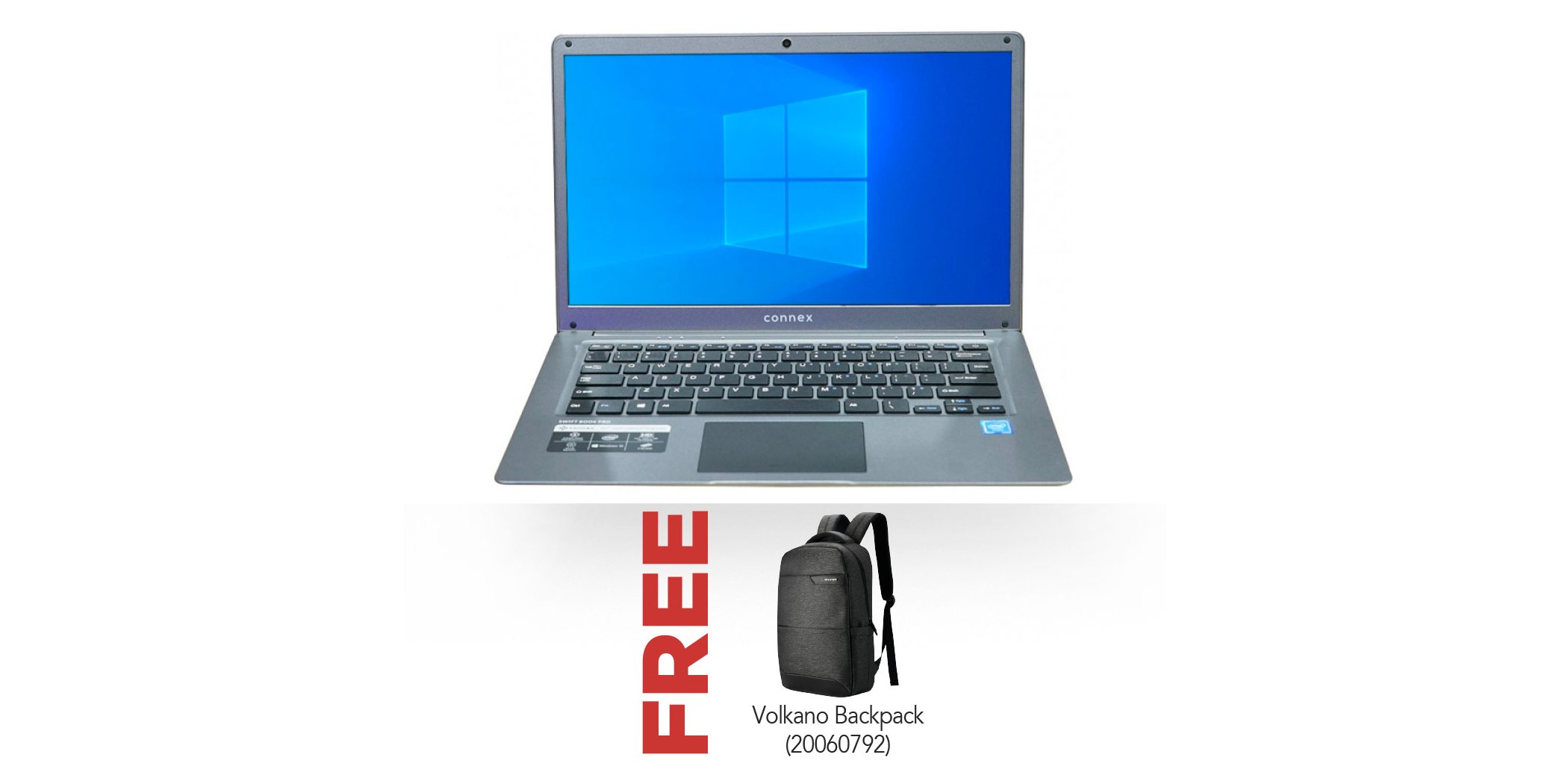 Connex SwiftBook Pro Gray Intel Celeron N3350 and Free Volkano Laptop ...