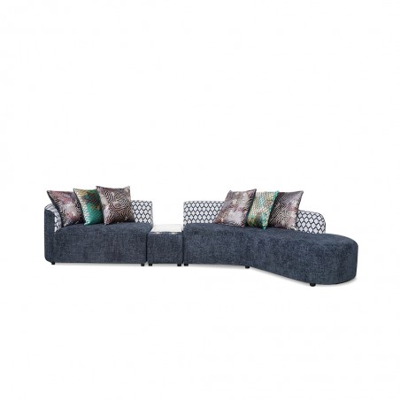 Arca Corner LHF 2S & RHF 4S W/2 Cupholder & Storage Wedge in Navy Blue ...