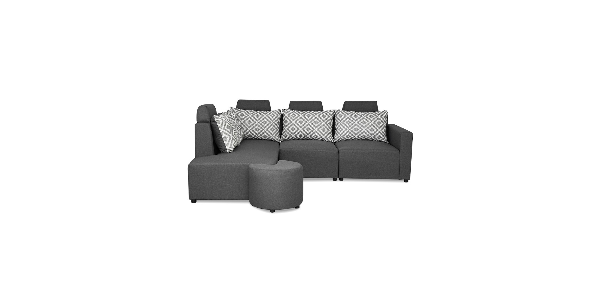 Angelo Corner LHF Chaise+RHF 3S+Ottoman D.Grey Col Fab