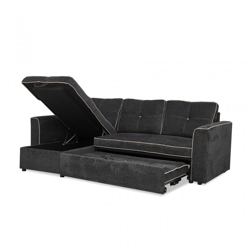 Conrad Pull Out SofaBed LHF Chaise Storage Unit Grey