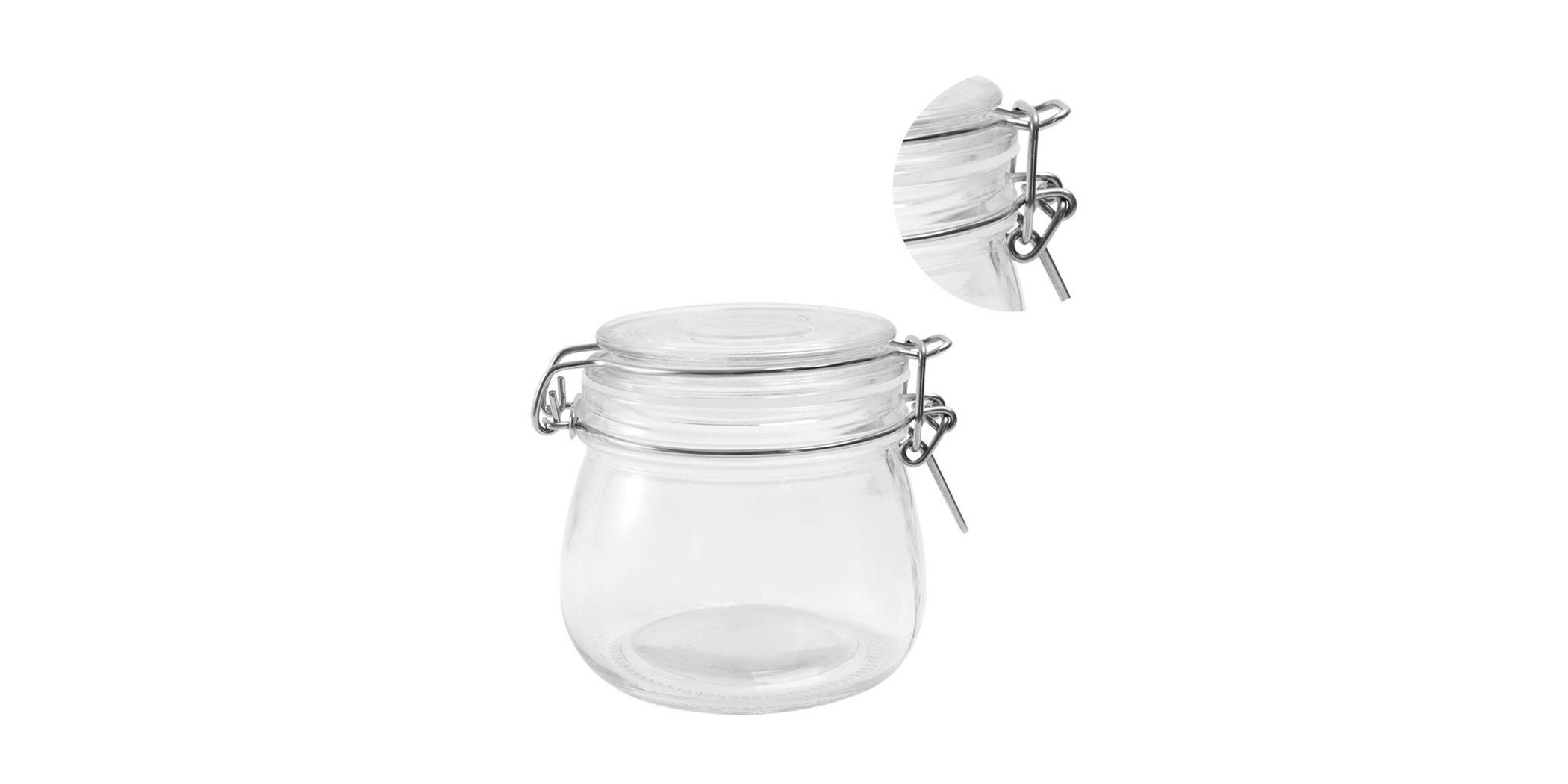 Zibo Hermetic 6502 500ml Glass Storage Jar + S/Steel Clip and with An ...