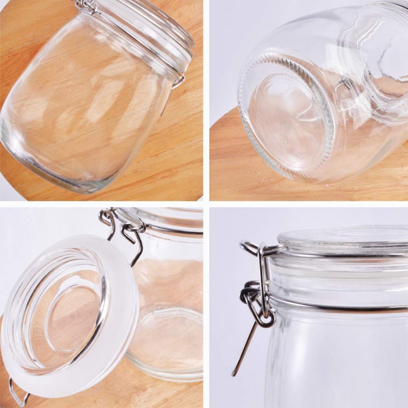 Zibo Hermetic 6504 1000ml Glass Storage Jar + Metal Clip and with An ...