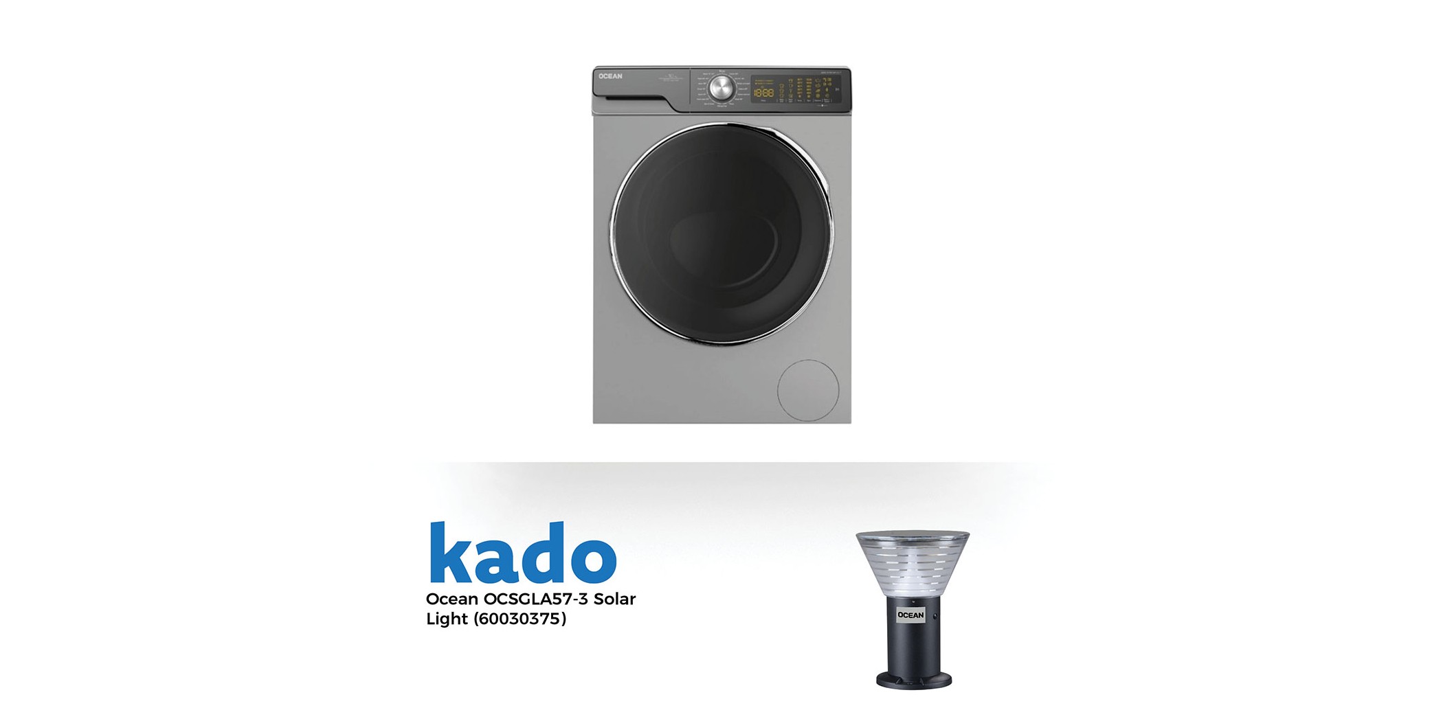 Ocean WFOI12104WTSZ7 Washing Machine & Free Ocean OCSGLA57-3 Solar Light