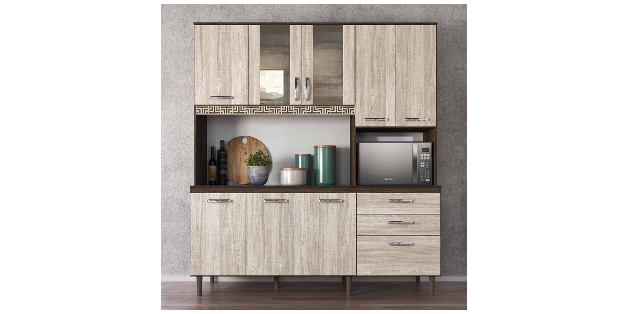 Kit Fit 180 cm Kitchen Unit Almond Rustic