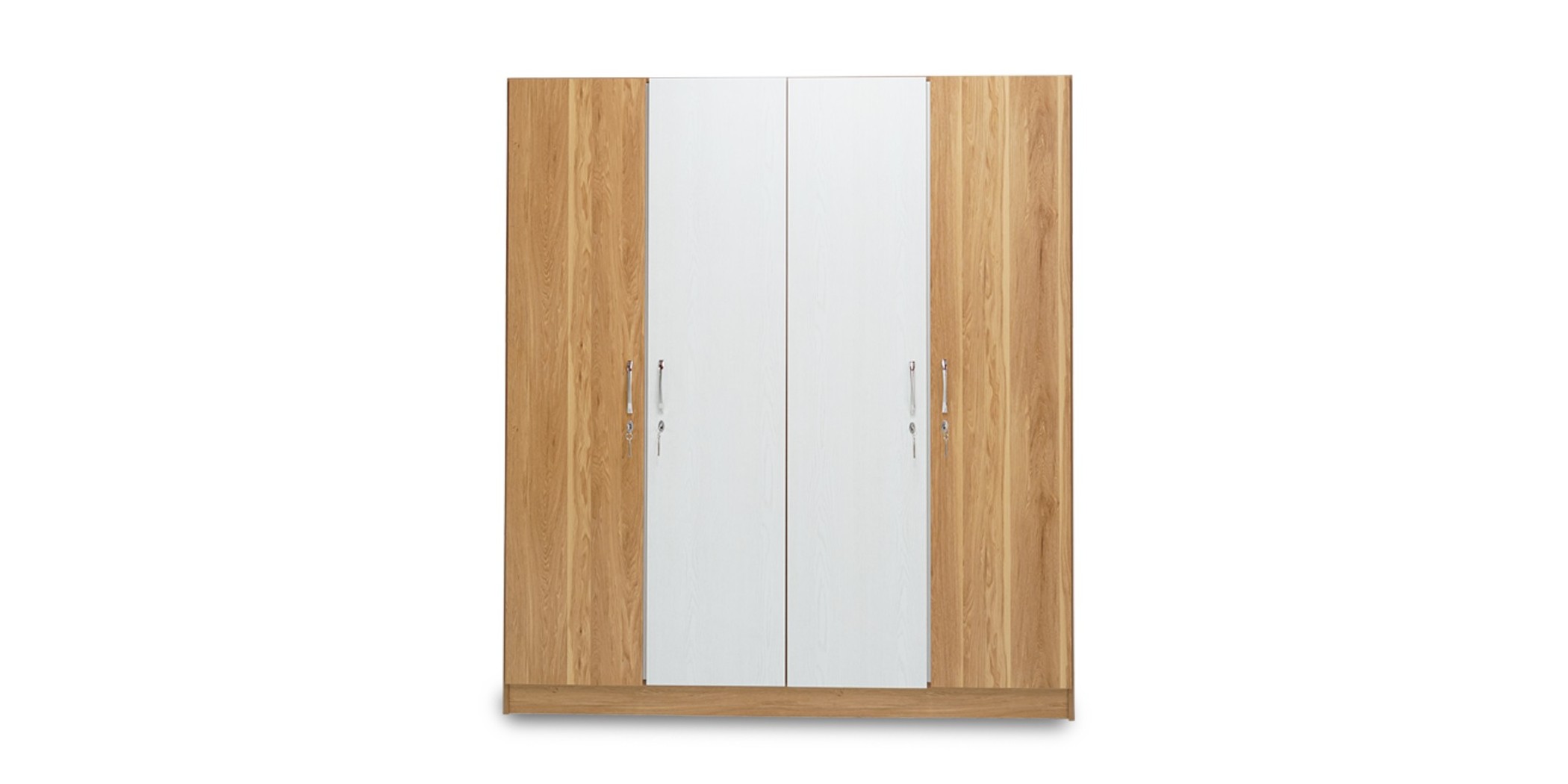 Tessa Wardrobe 4 Doors MDF Off White & Able Oak