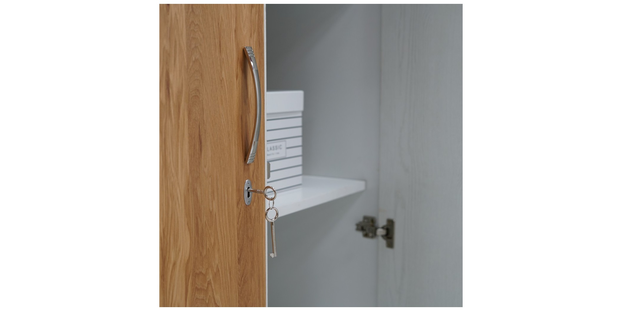 Tessa Wardrobe 4 Doors MDF Off White & Able Oak