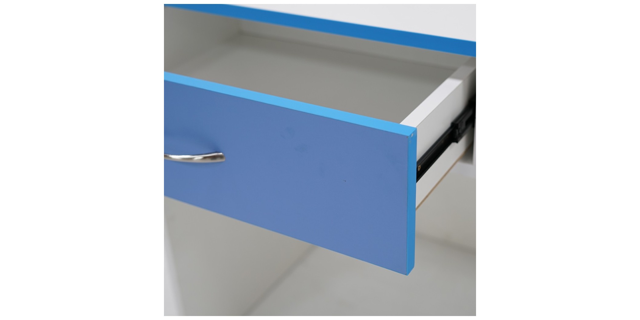 Alpha Office Table MDF White & Blue