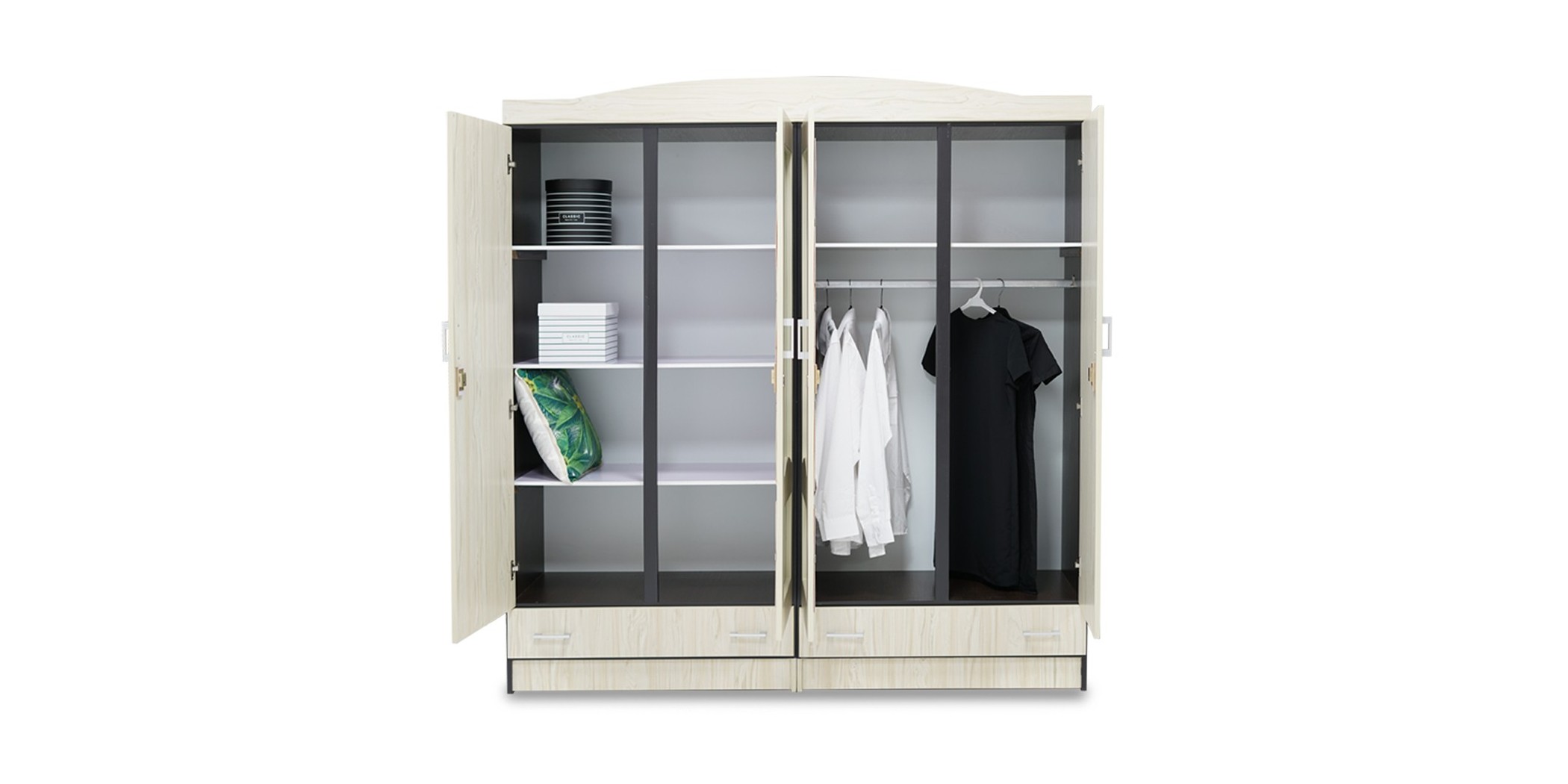 Juniper Wardrobe 4 Doors MDF Melamine Creamy & Wengue