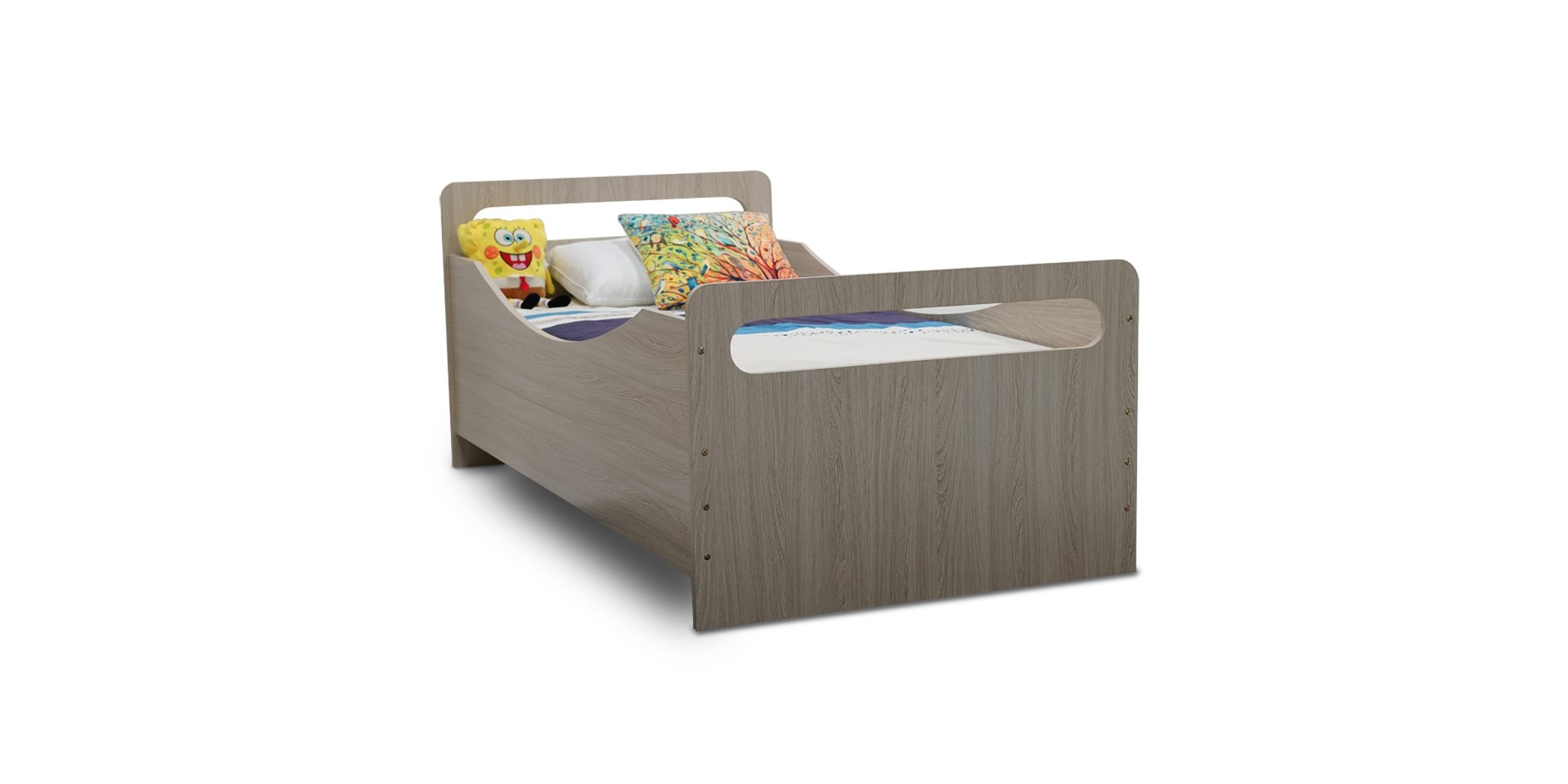 Scoop Bed 90x190 cm MDF Wash Oak