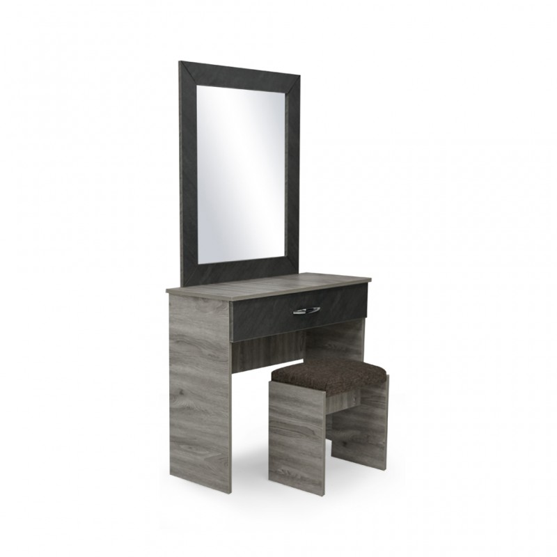 Kinzey Dressing Table & Pouf Grey Mistral/Stone