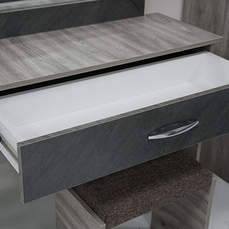 Kinzey Dressing Table & Pouf Grey Mistral/Stone