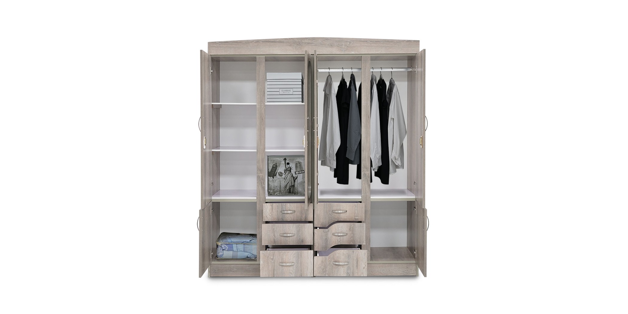 Alpine Wardrobe 4 Doors MDF Grey