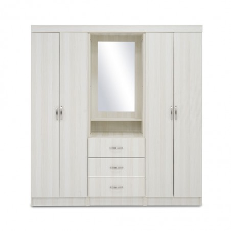 Inicio Wardrobe 4 Doors White Ash in Melamine MDF