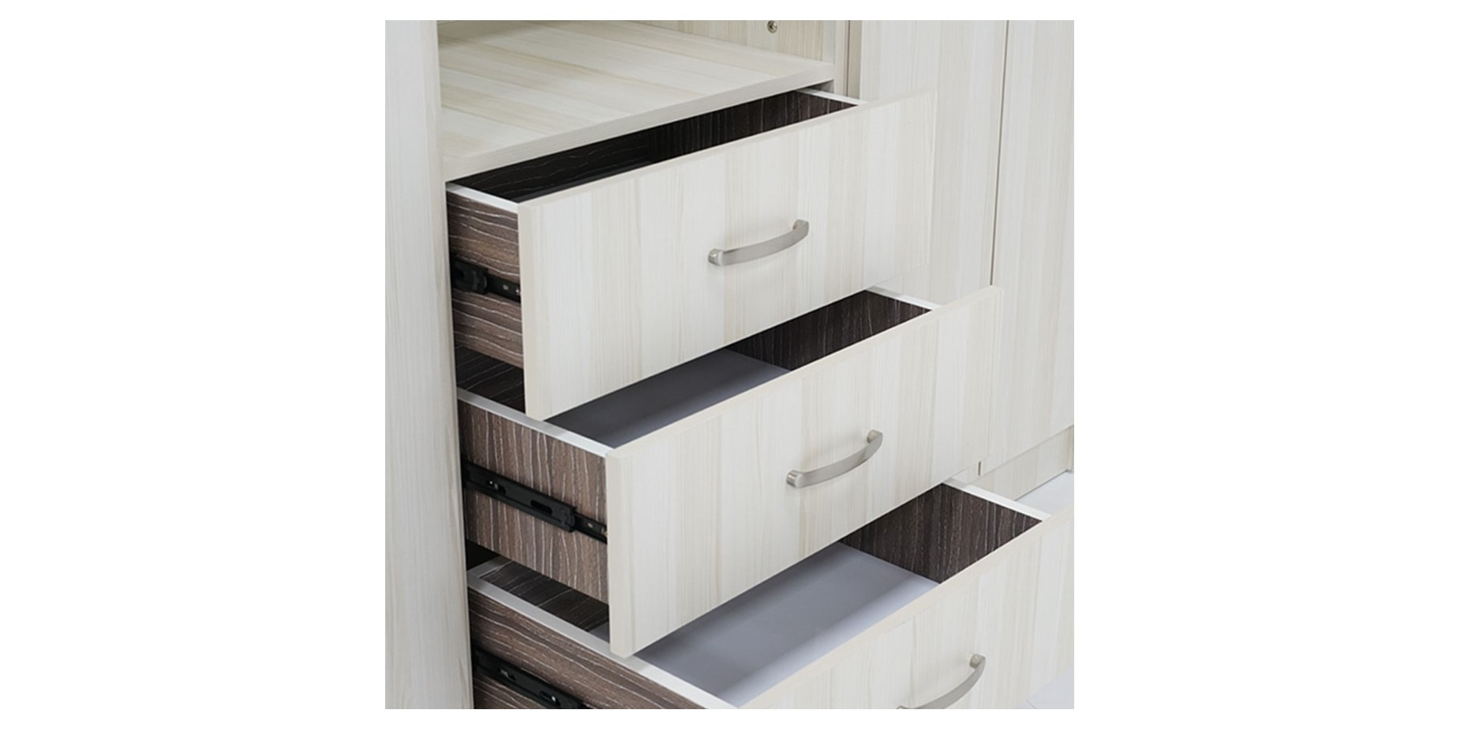 Inicio Wardrobe 4 Doors White Ash in Melamine MDF