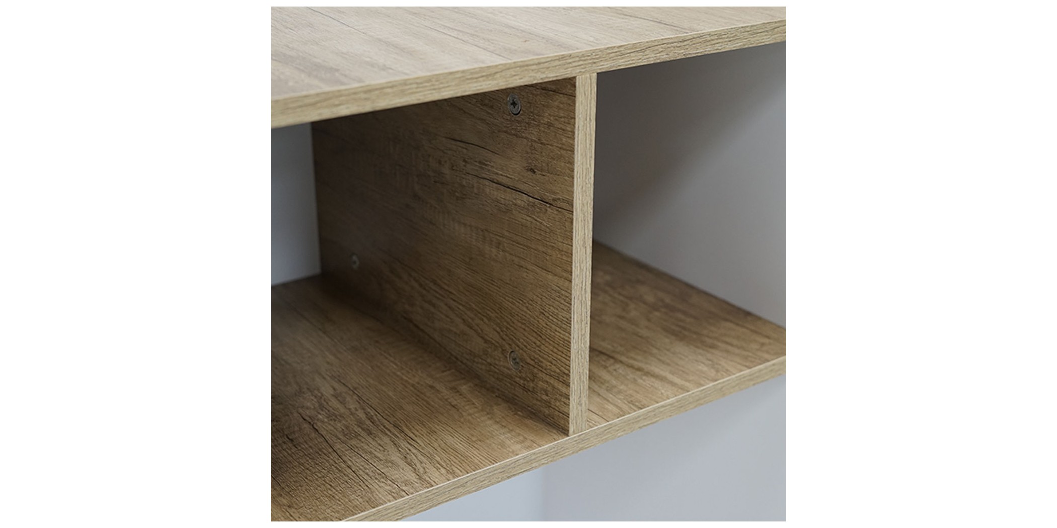 Arte Side Bookshelf In Melamine MDF Wash Oak & White